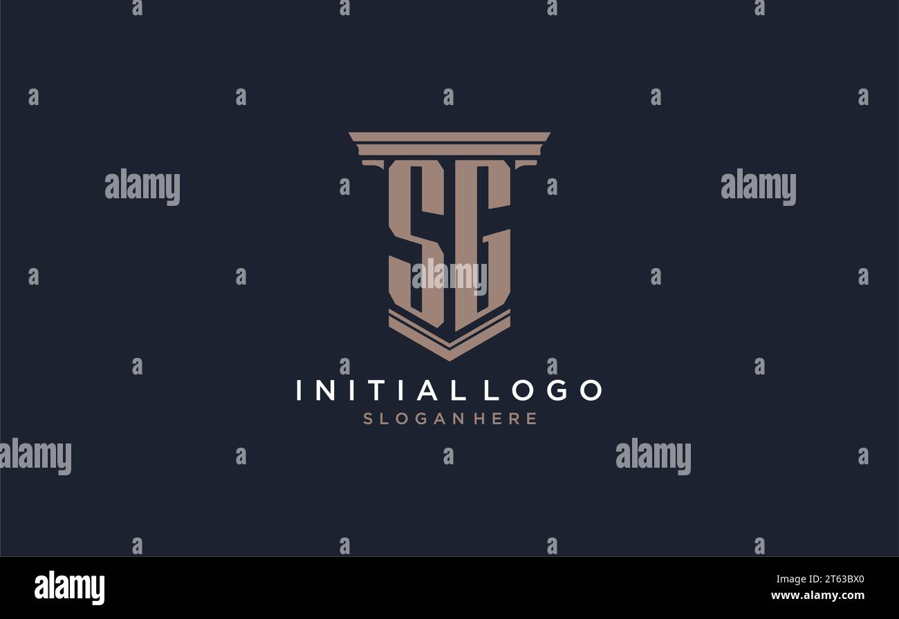 SG initial logo with pillar style, luxury law firm logo design ideas inspiration Stock Vector ...