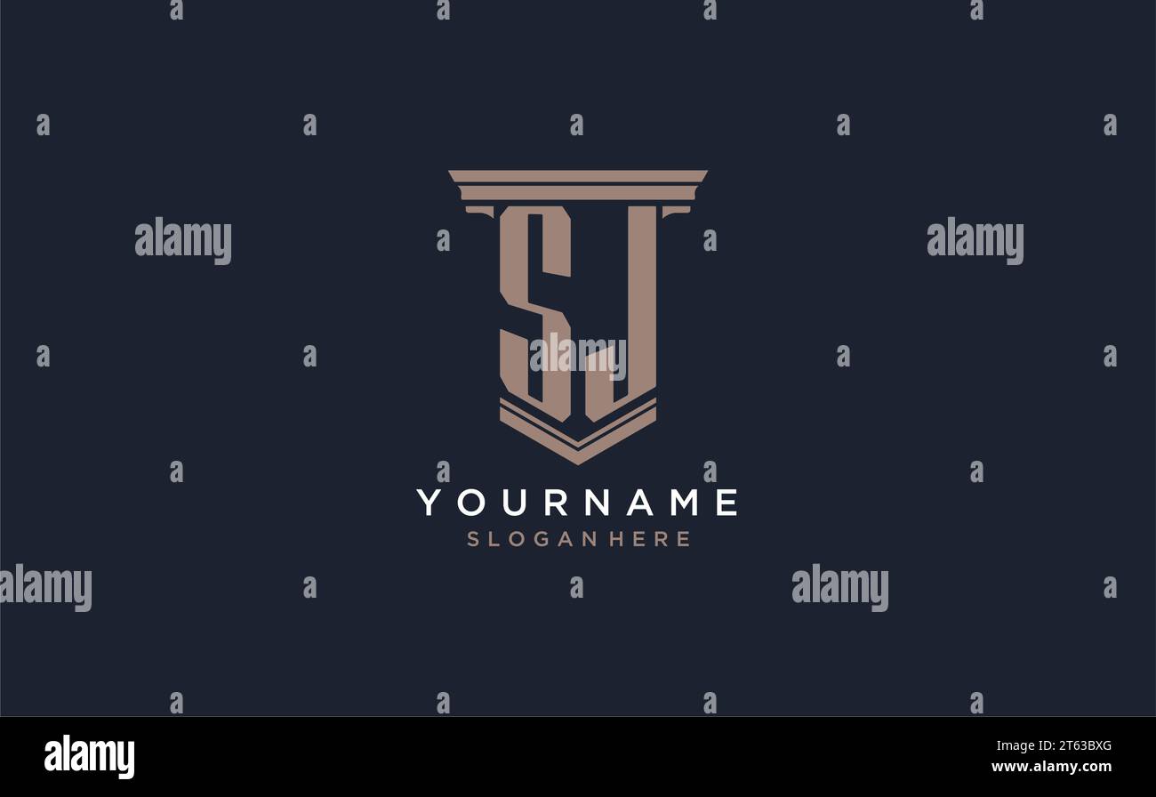 SJ initial logo with pillar style, luxury law firm logo design ideas ...