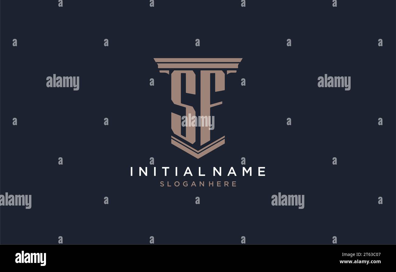 SF initial logo with pillar style, luxury law firm logo design ideas ...