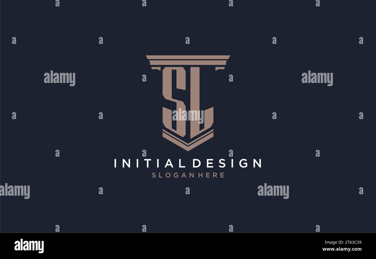 SL initial logo with pillar style, luxury law firm logo design ideas ...