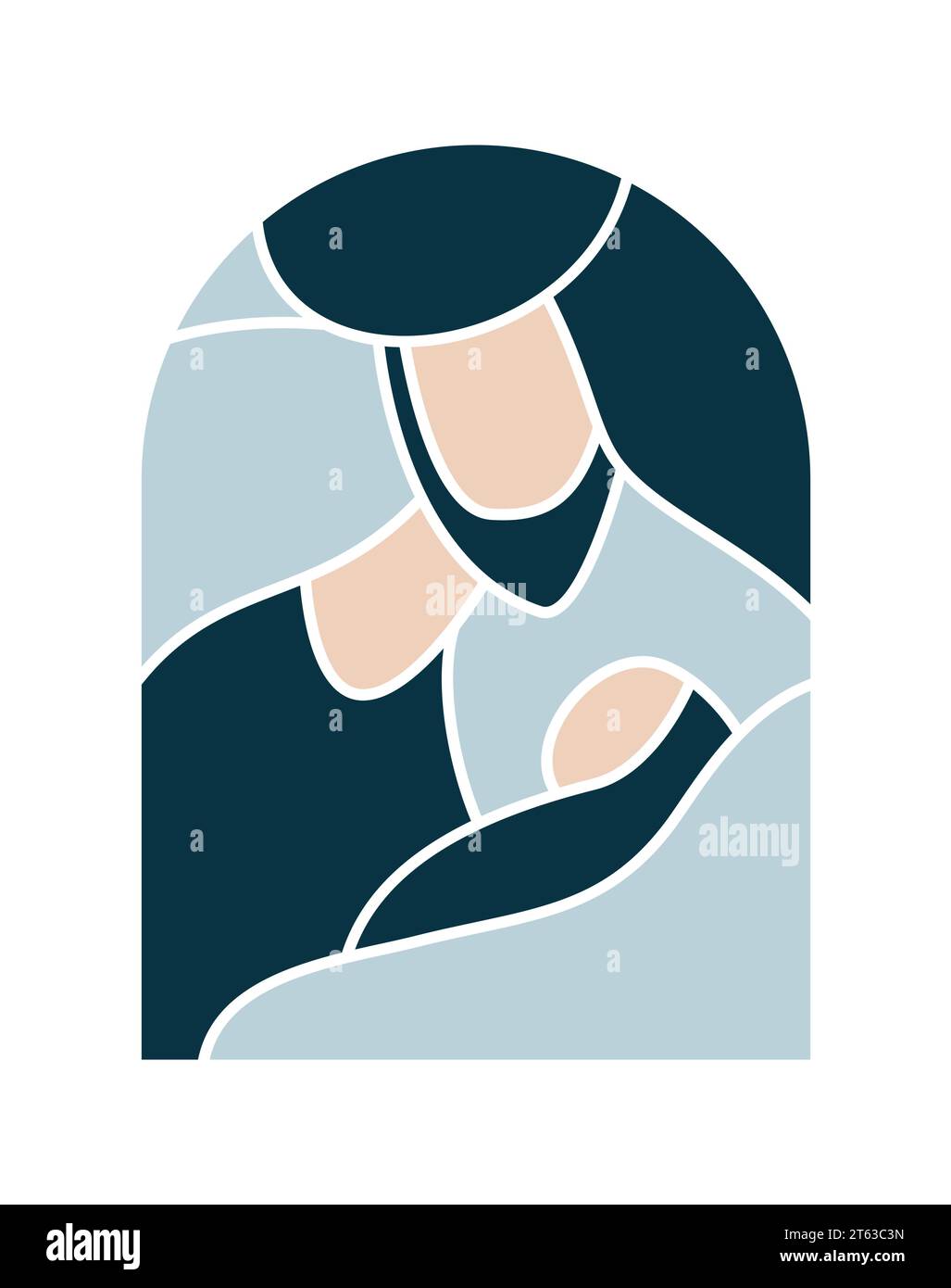 Color Christmas Vector Christian icon baby Jesus with Joseph. Religious ...