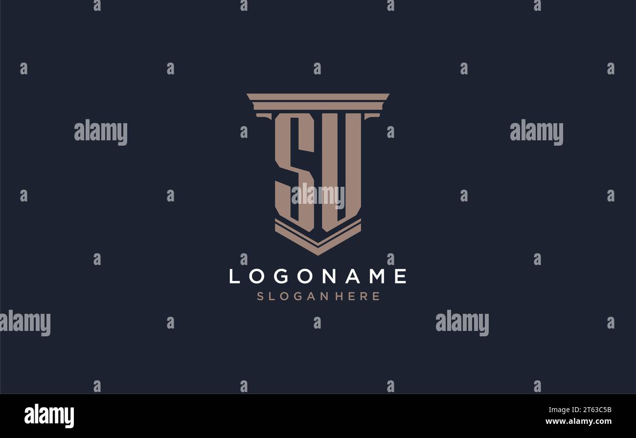 SU initial logo with pillar style, luxury law firm logo design ideas ...