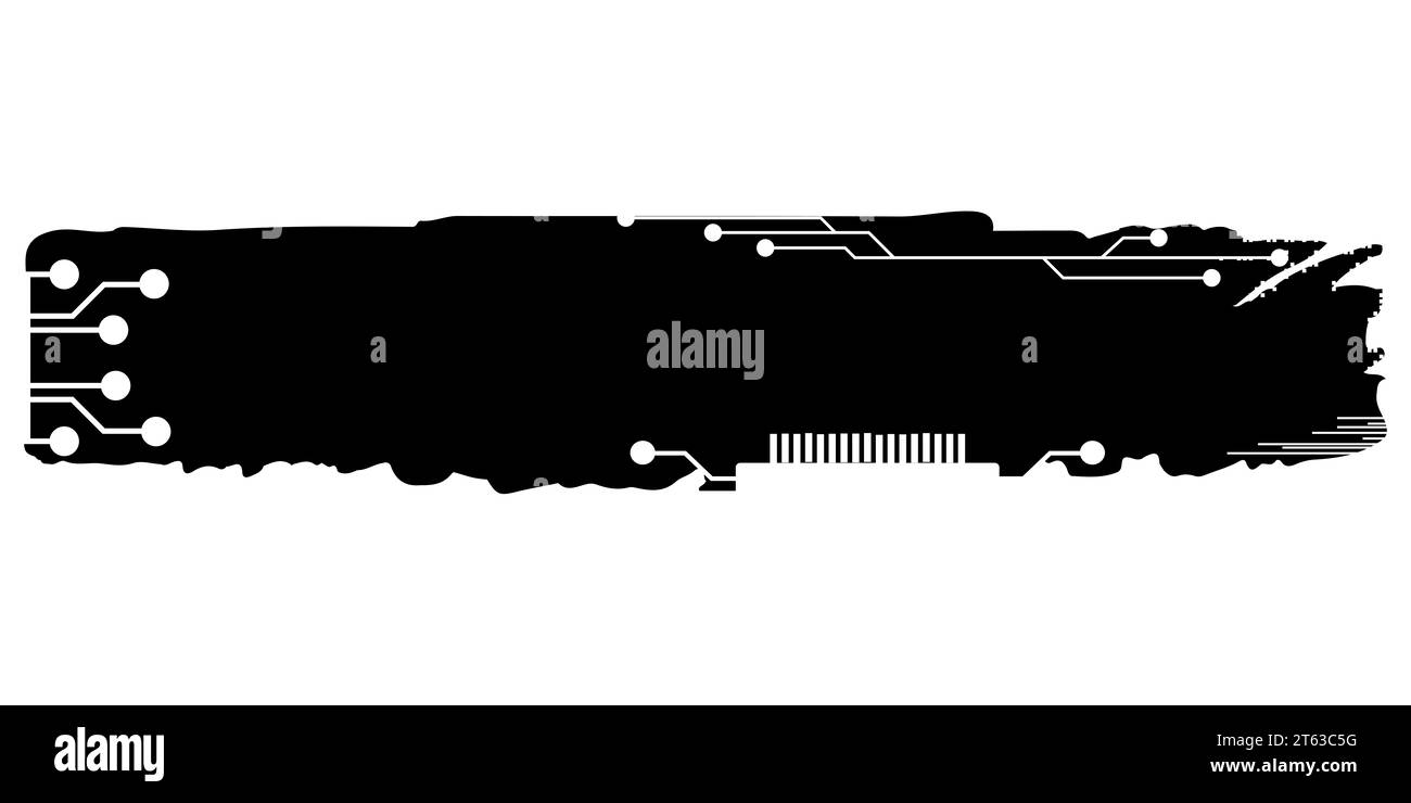 Rectangular design element silhouette in tech style isolated on white ...