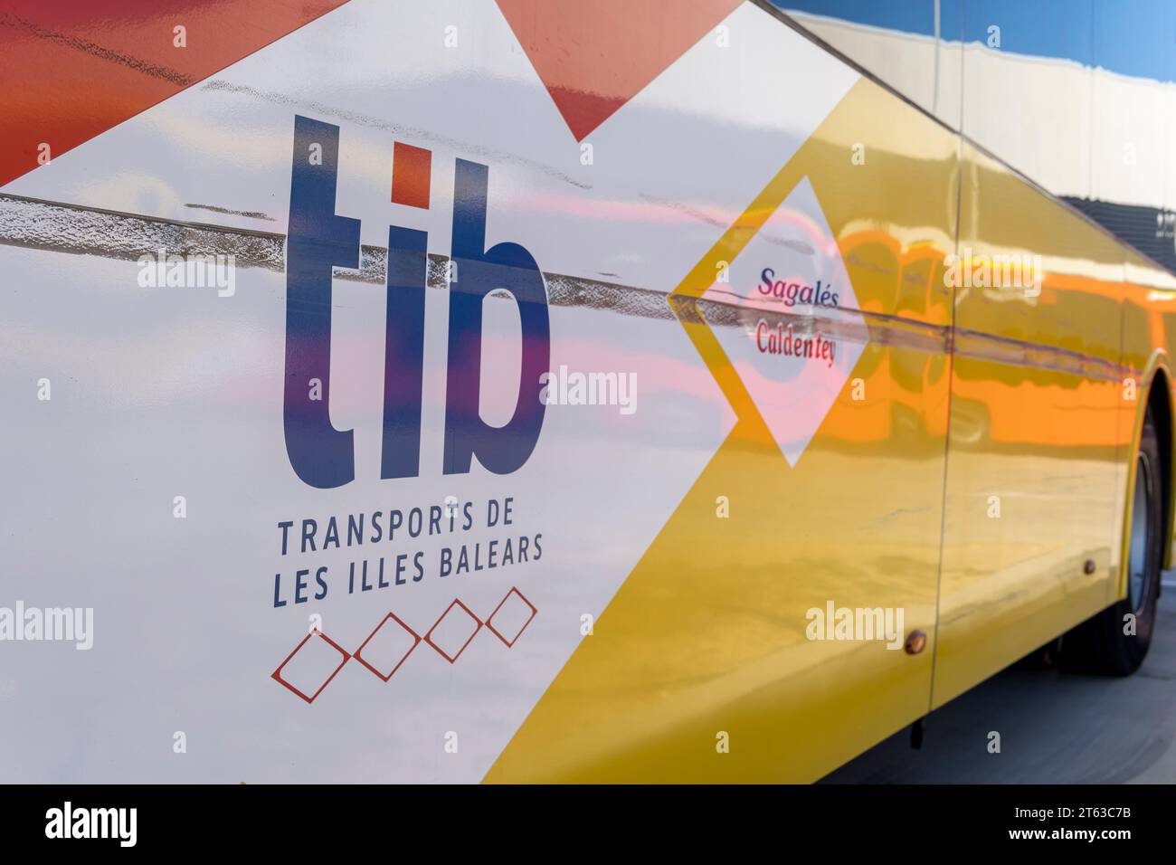 Felanitx, Spain; november 05 2023: Buses of the public company TIB ...