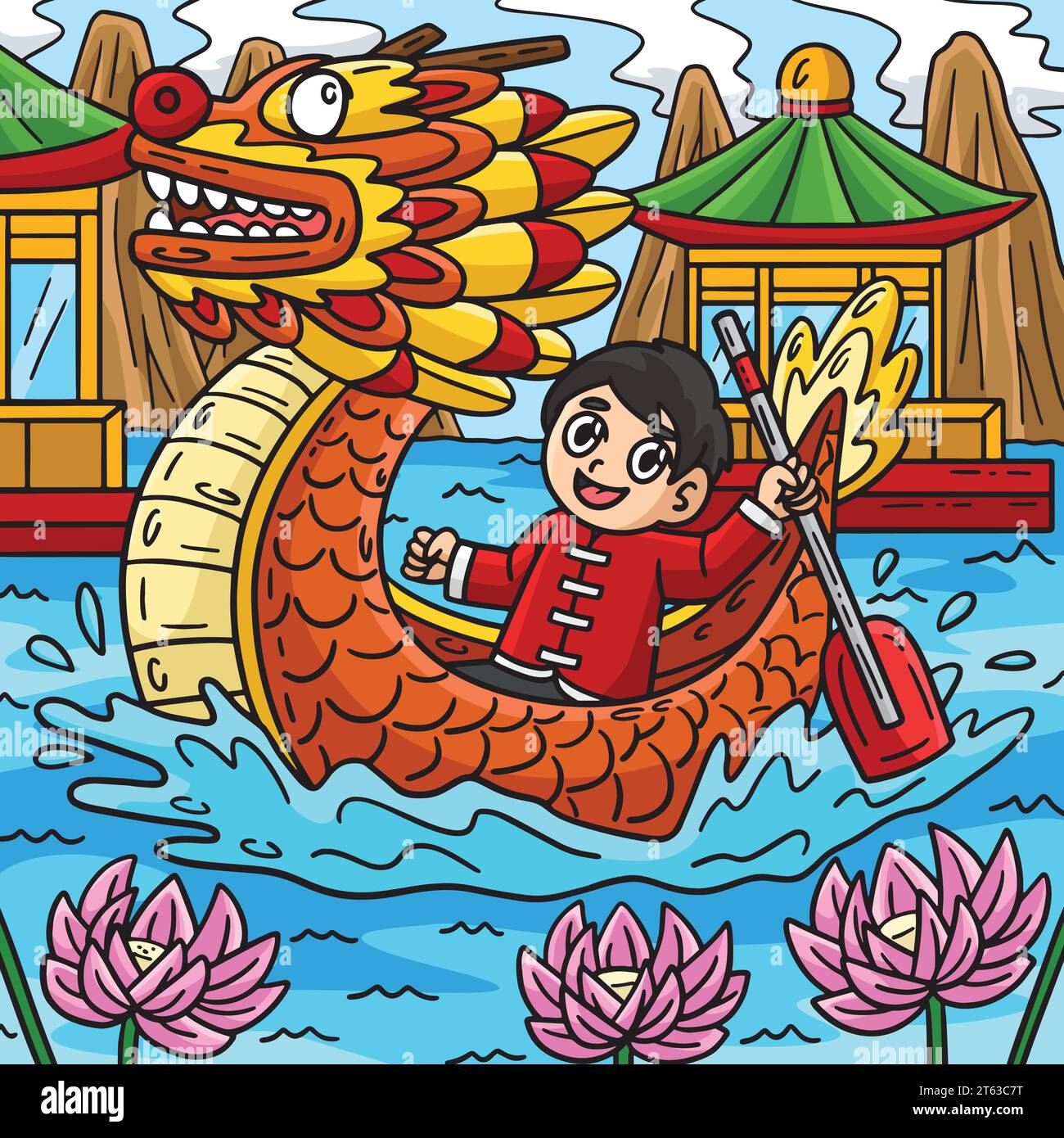 Year of the Dragon Dragon Boat Colored Cartoon Stock Vector Image & Art ...