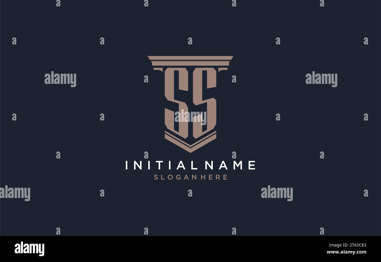 SS initial logo with pillar style, luxury law firm logo design ideas ...