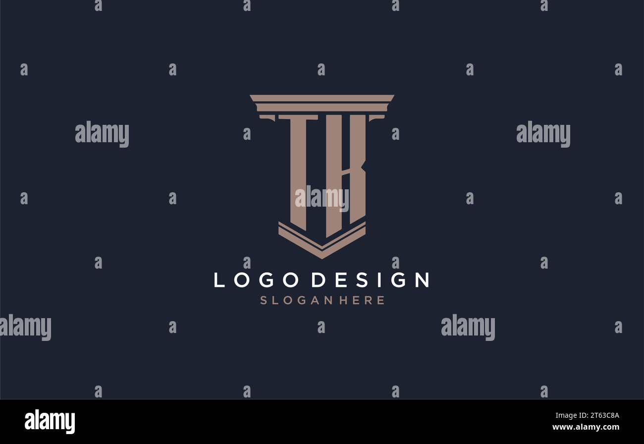 TK initial logo with pillar style, luxury law firm logo design ideas ...