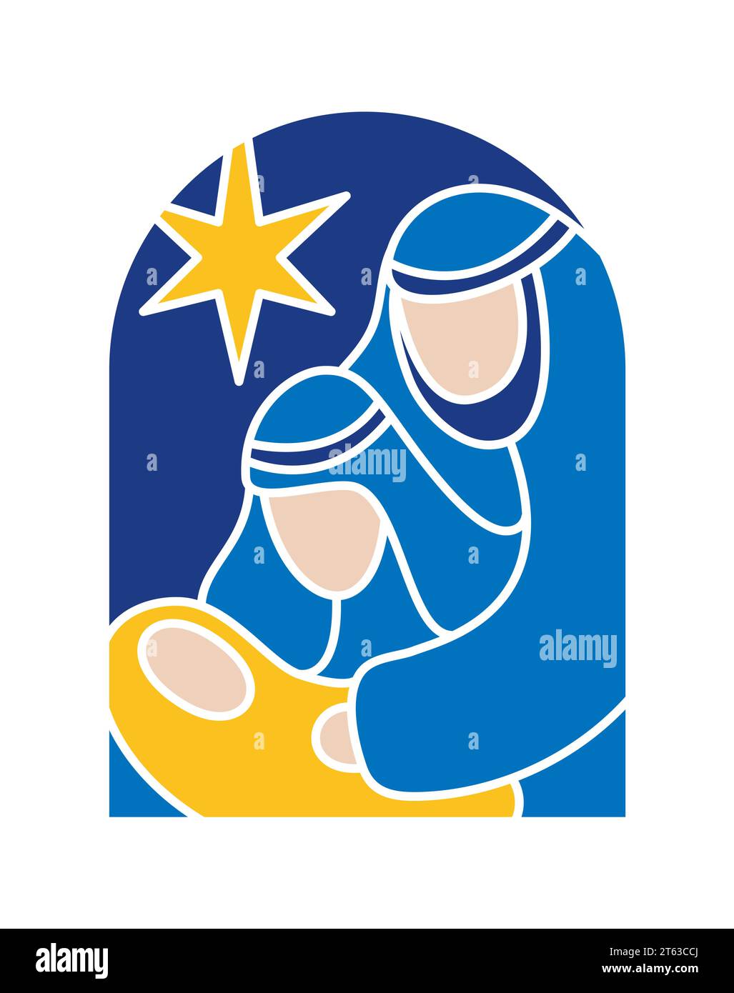 Color Christmas Vector Christian icon baby Jesus with Mary and Joseph ...