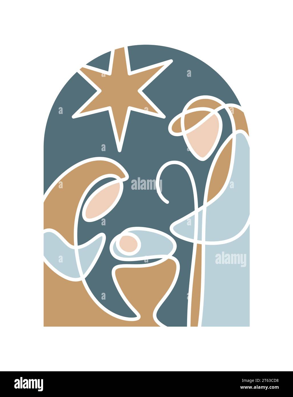 Color Christmas Vector Christian icon baby Jesus with Mary and Joseph ...