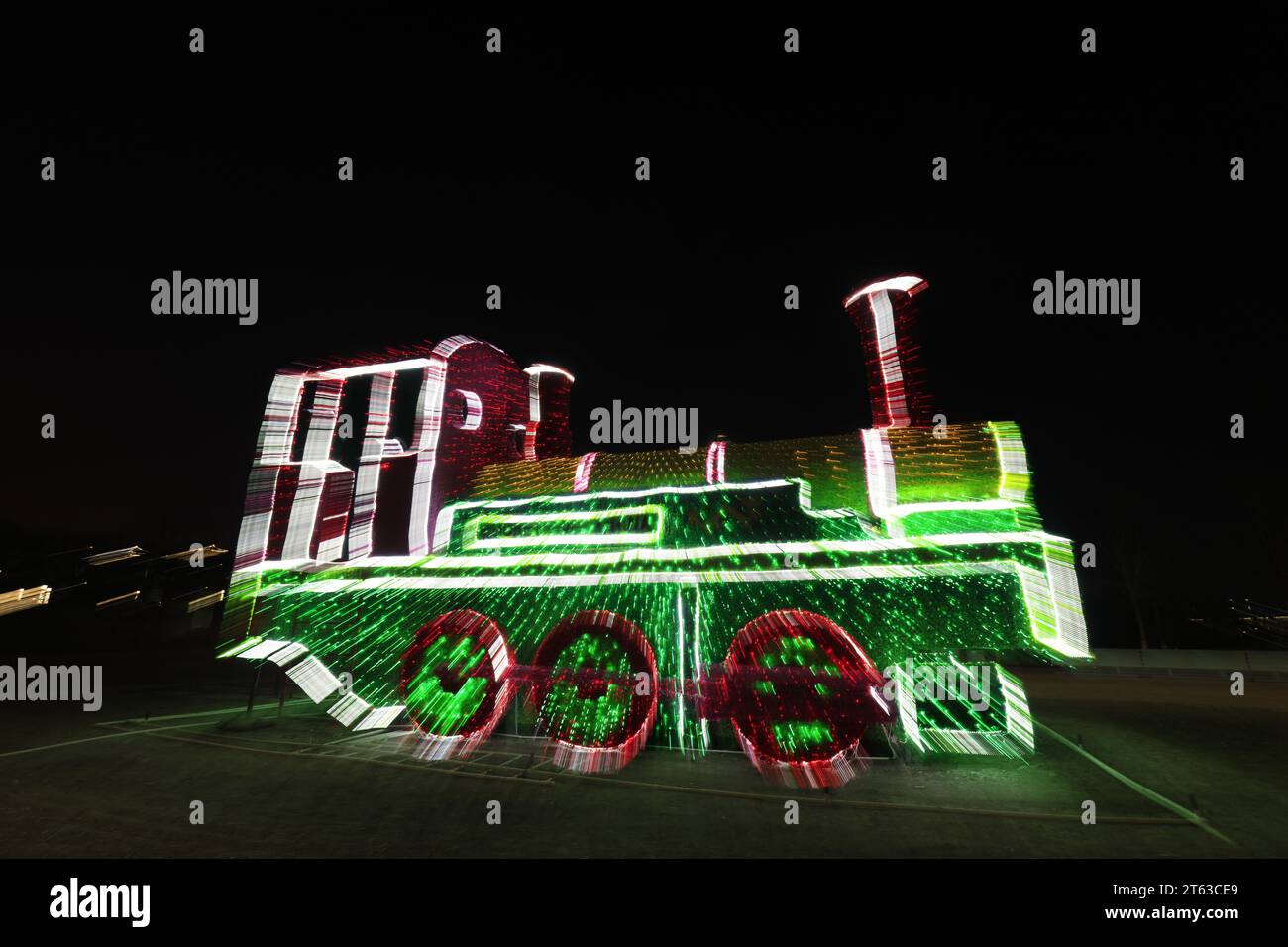 Train modeling lanterns in the park Stock Photo - Alamy