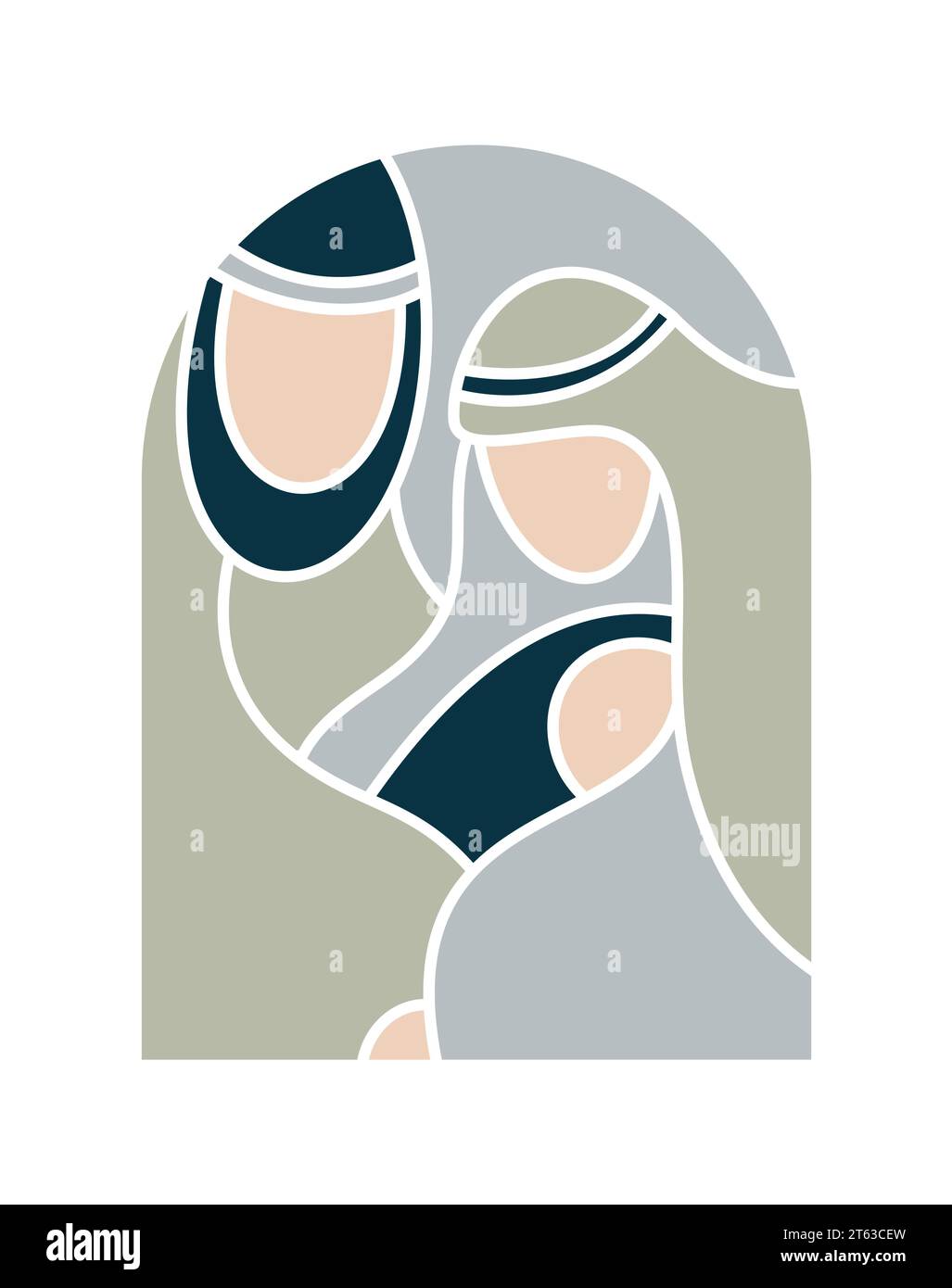 Color Christmas Vector Christian icon baby Jesus with Mary and Joseph ...