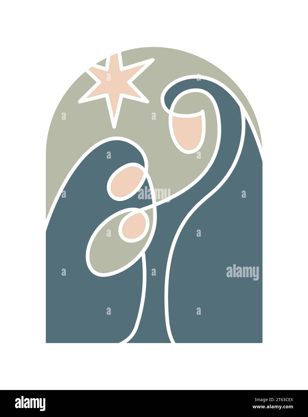 Color Christmas Vector Christian icon baby Jesus with Mary and Joseph ...