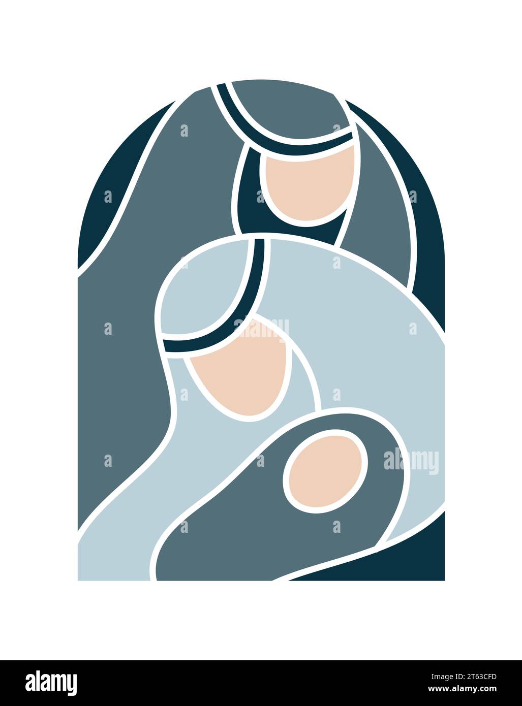 Color Christmas Vector Christian icon baby Jesus with Mary and Joseph ...