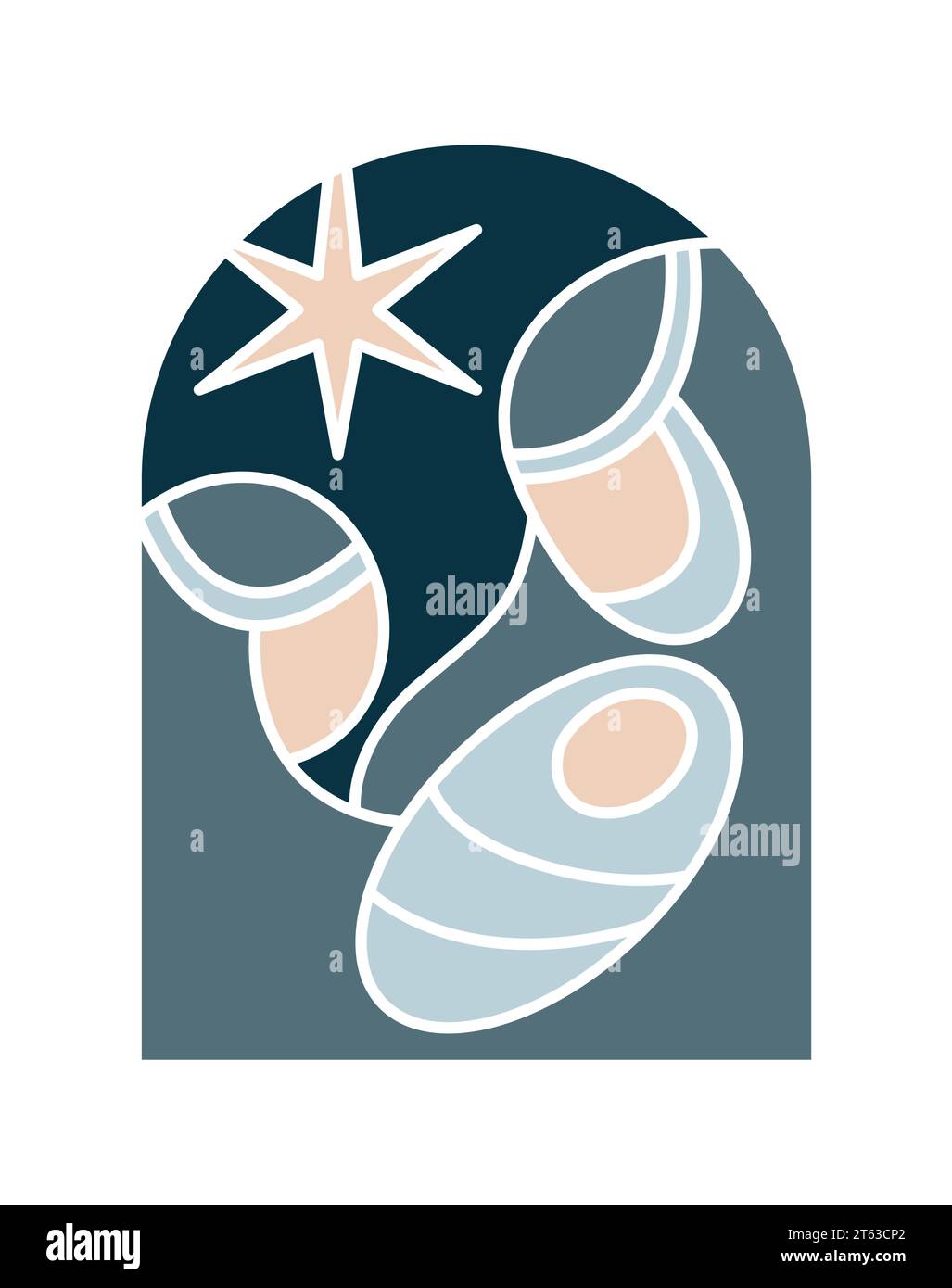 Color Christmas Vector Christian icon baby Jesus with Mary and Joseph ...