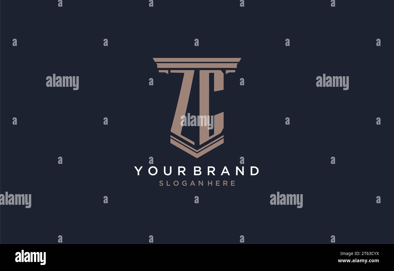 ZC initial logo with pillar style, luxury law firm logo design ideas inspiration Stock Vector ...