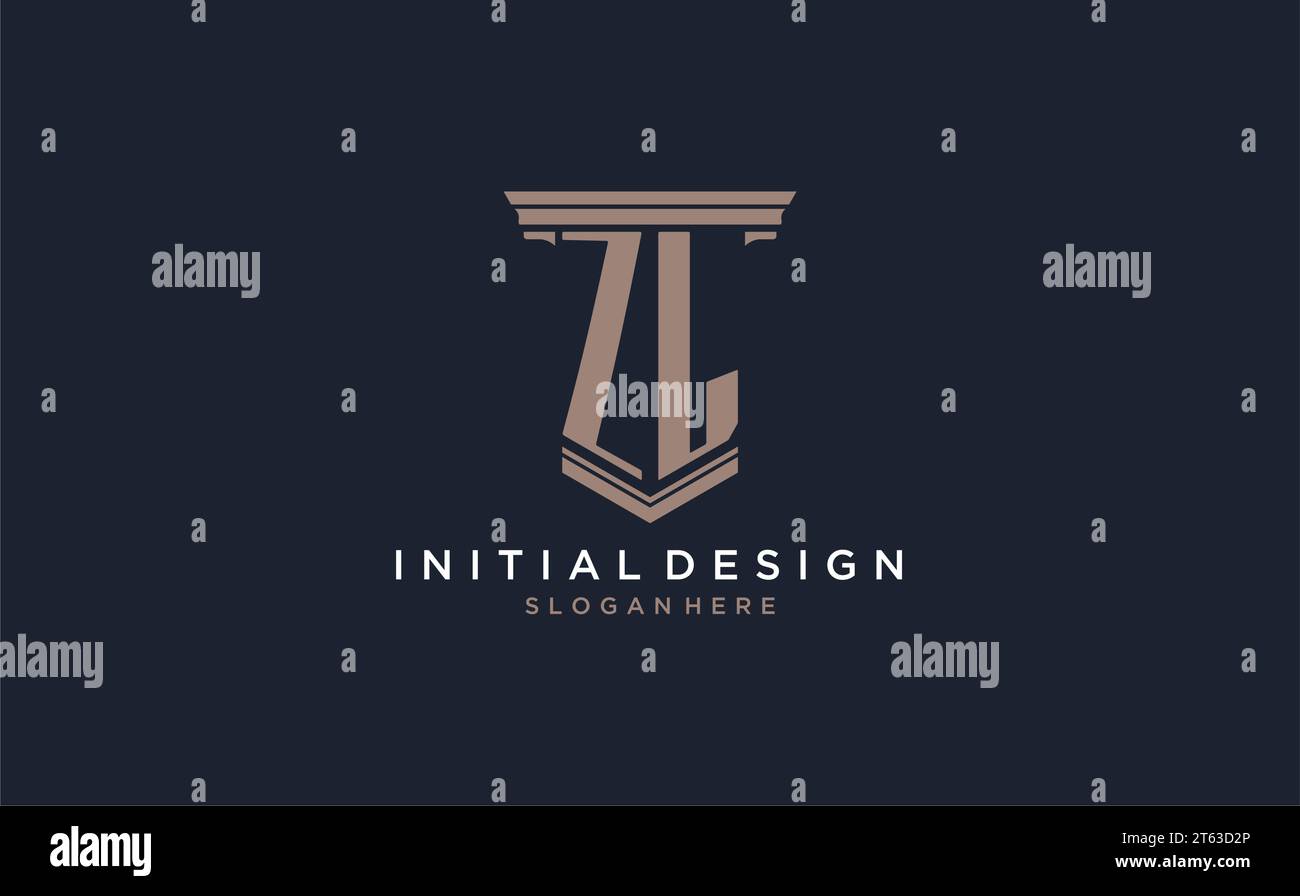 ZL initial logo with pillar style, luxury law firm logo design ideas ...