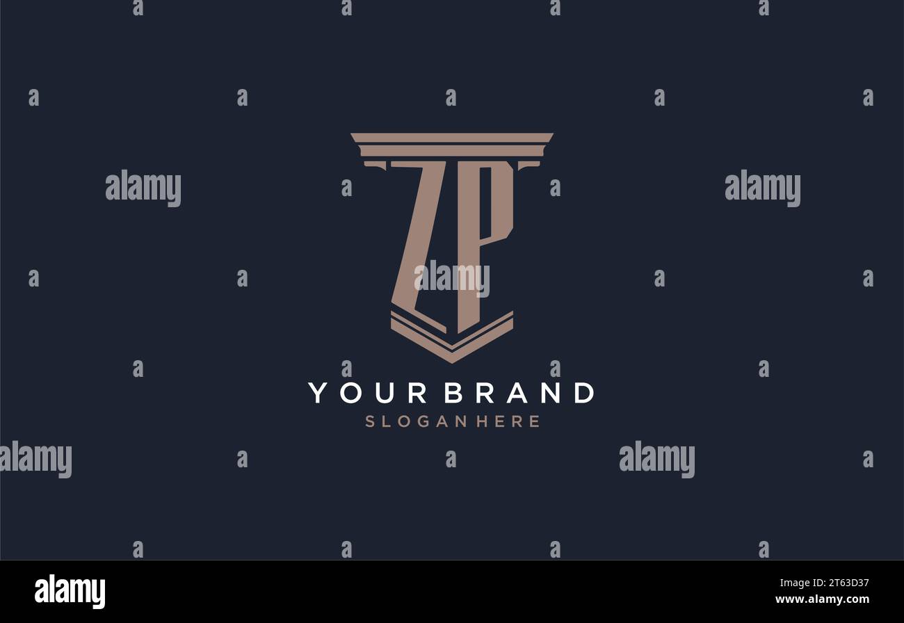 ZP initial logo with pillar style, luxury law firm logo design ideas ...