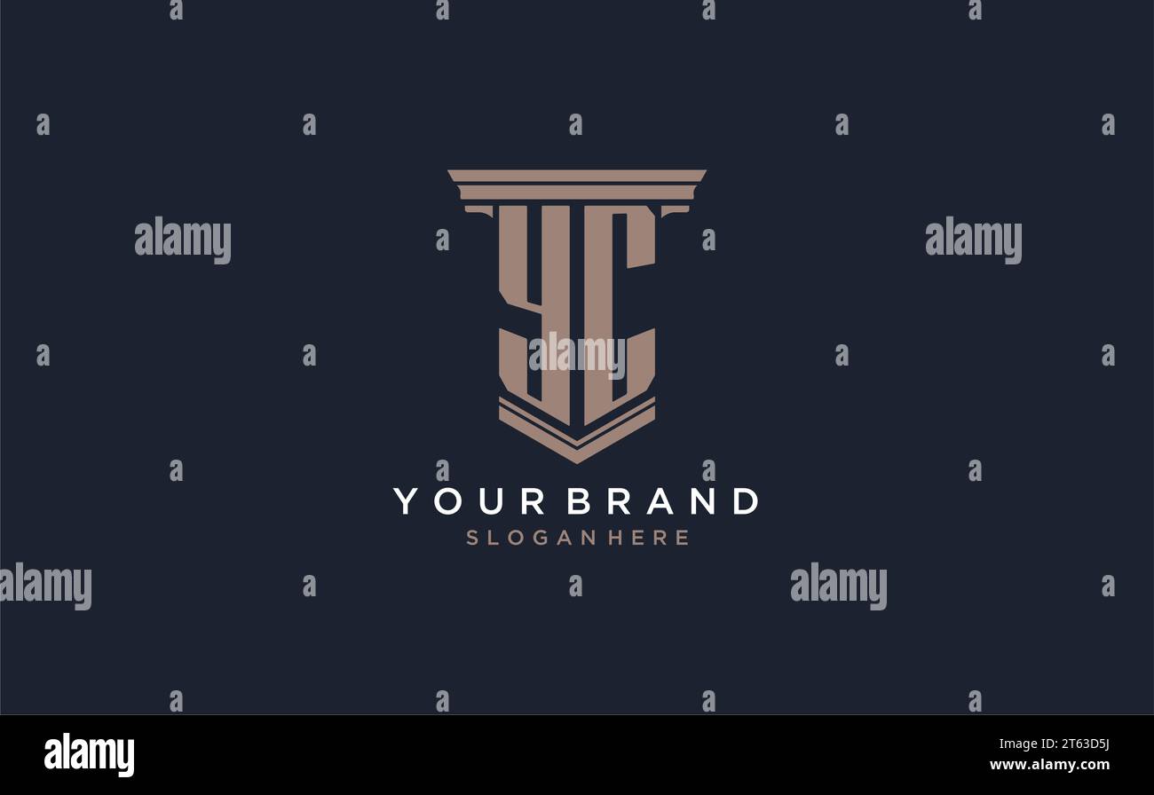YC initial logo with pillar style, luxury law firm logo design ideas ...