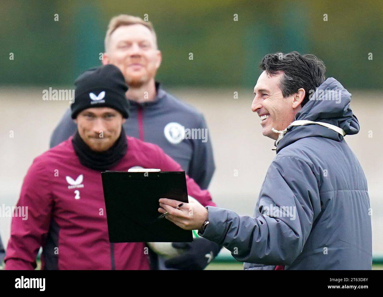 Aston Villa manager Unai Emery (right) at the Bodymoor Heath Training ...