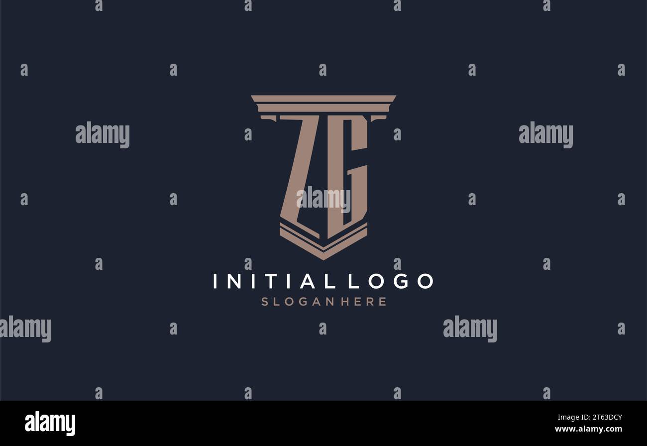 ZG initial logo with pillar style, luxury law firm logo design ideas inspiration Stock Vector ...
