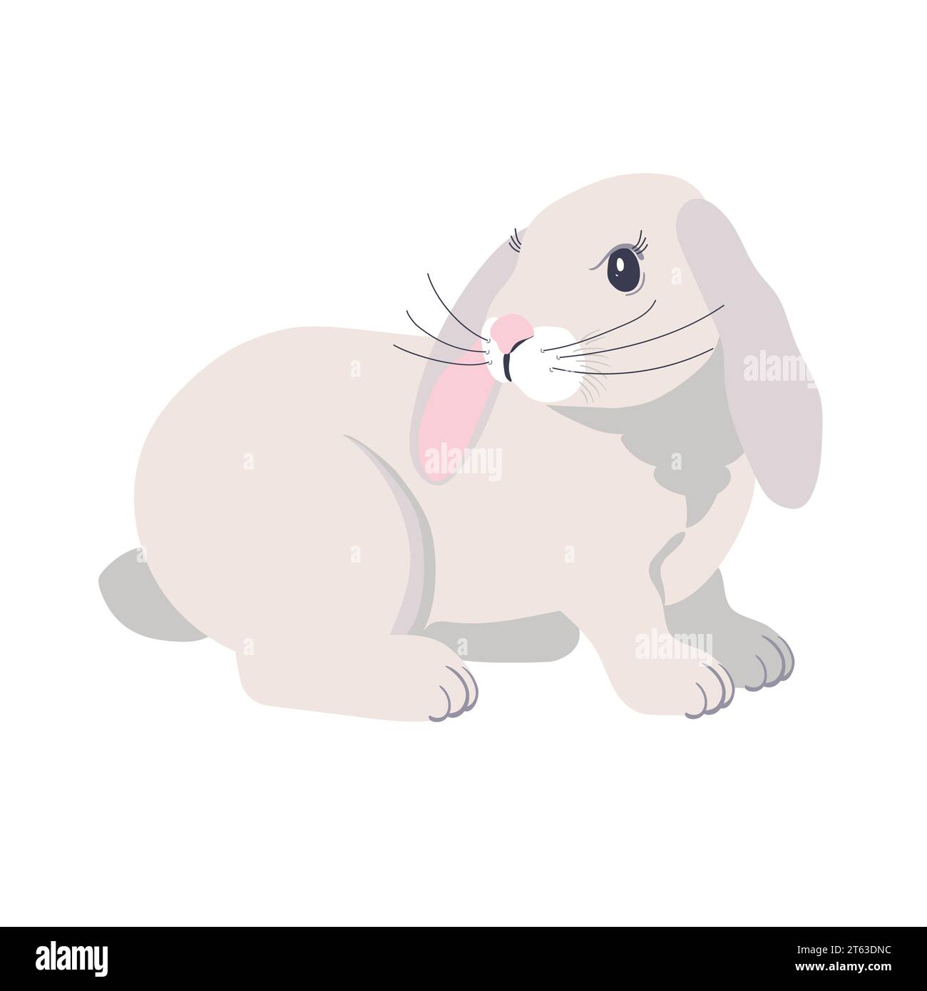 White fluffy rabbit with drooping ears. Cute Bunny for an Easter card ...