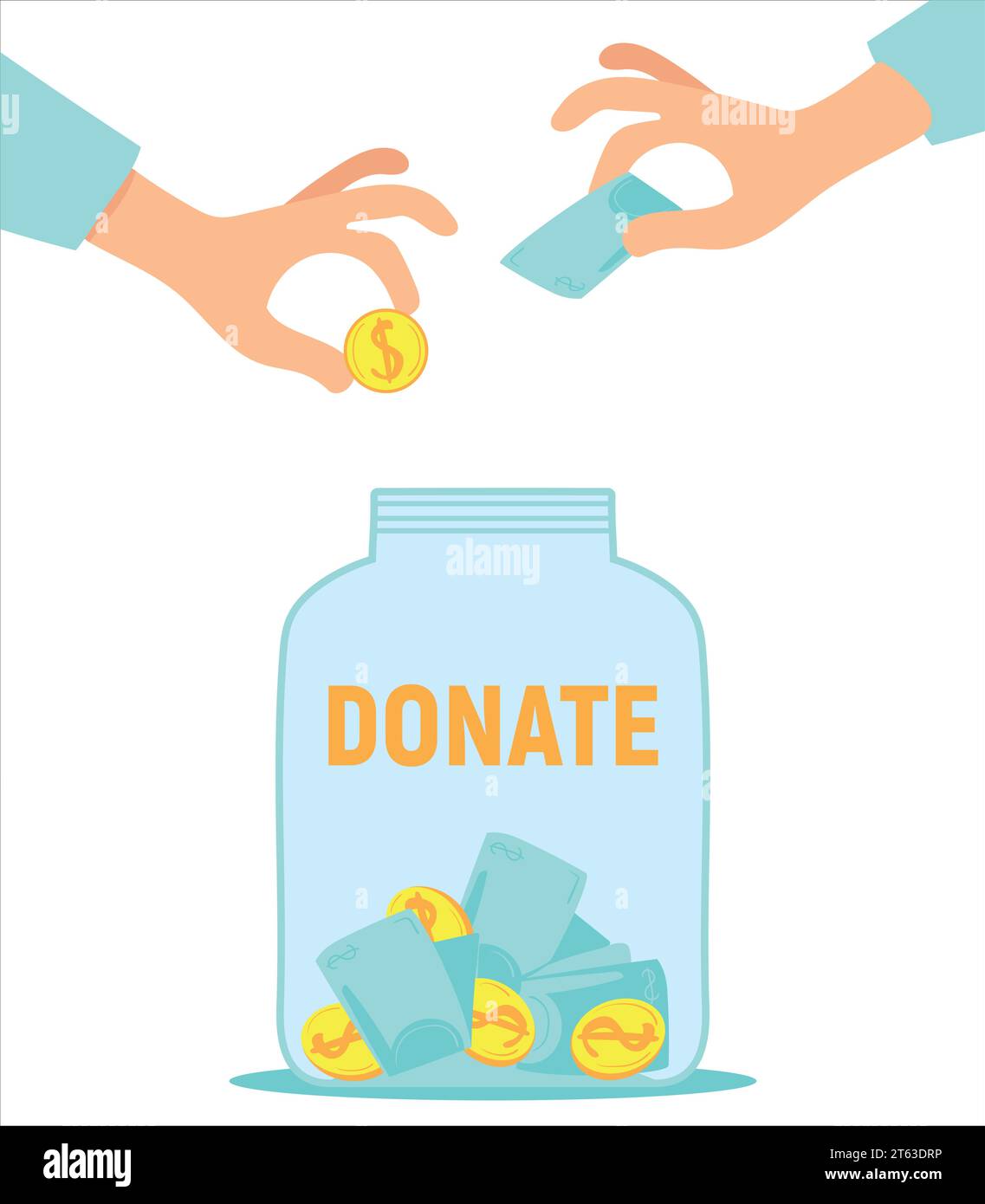 The concept of raising funds for charity. Donations for those in need ...