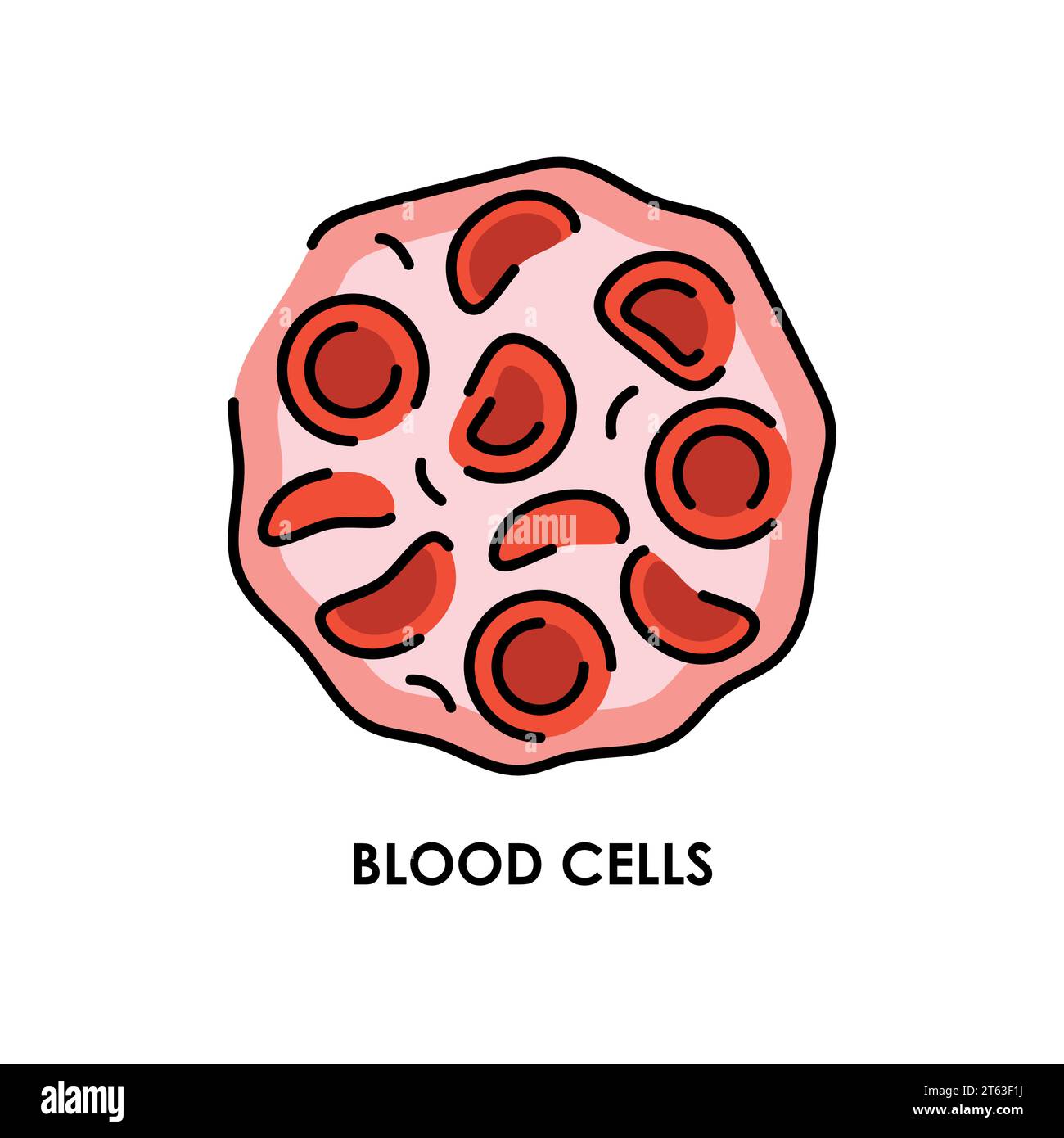 Blood cells color line icon. Microorganisms microbes, bacteria. Vector isolated element ...