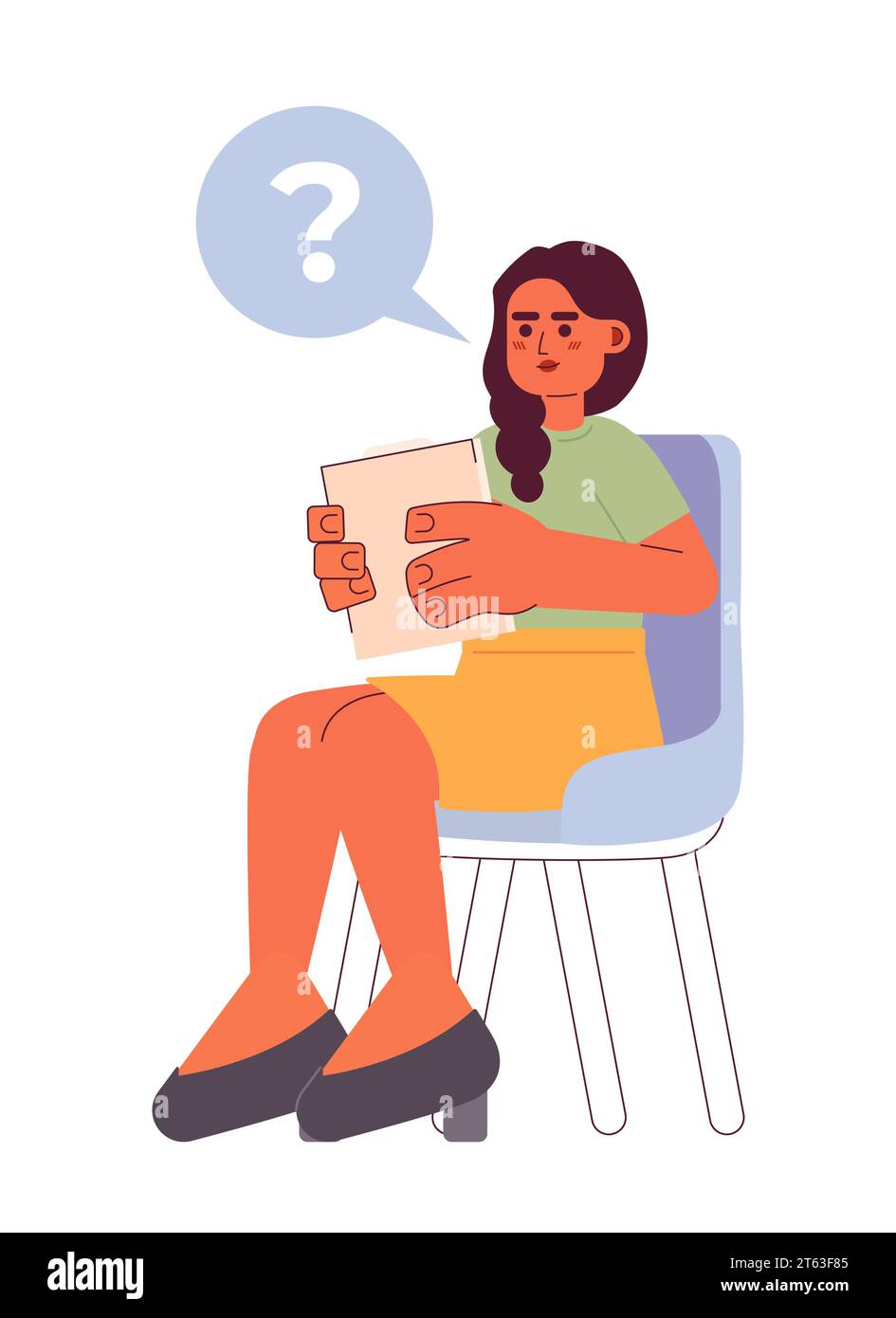 Indian woman interviewer asking question 2D cartoon character Stock ...