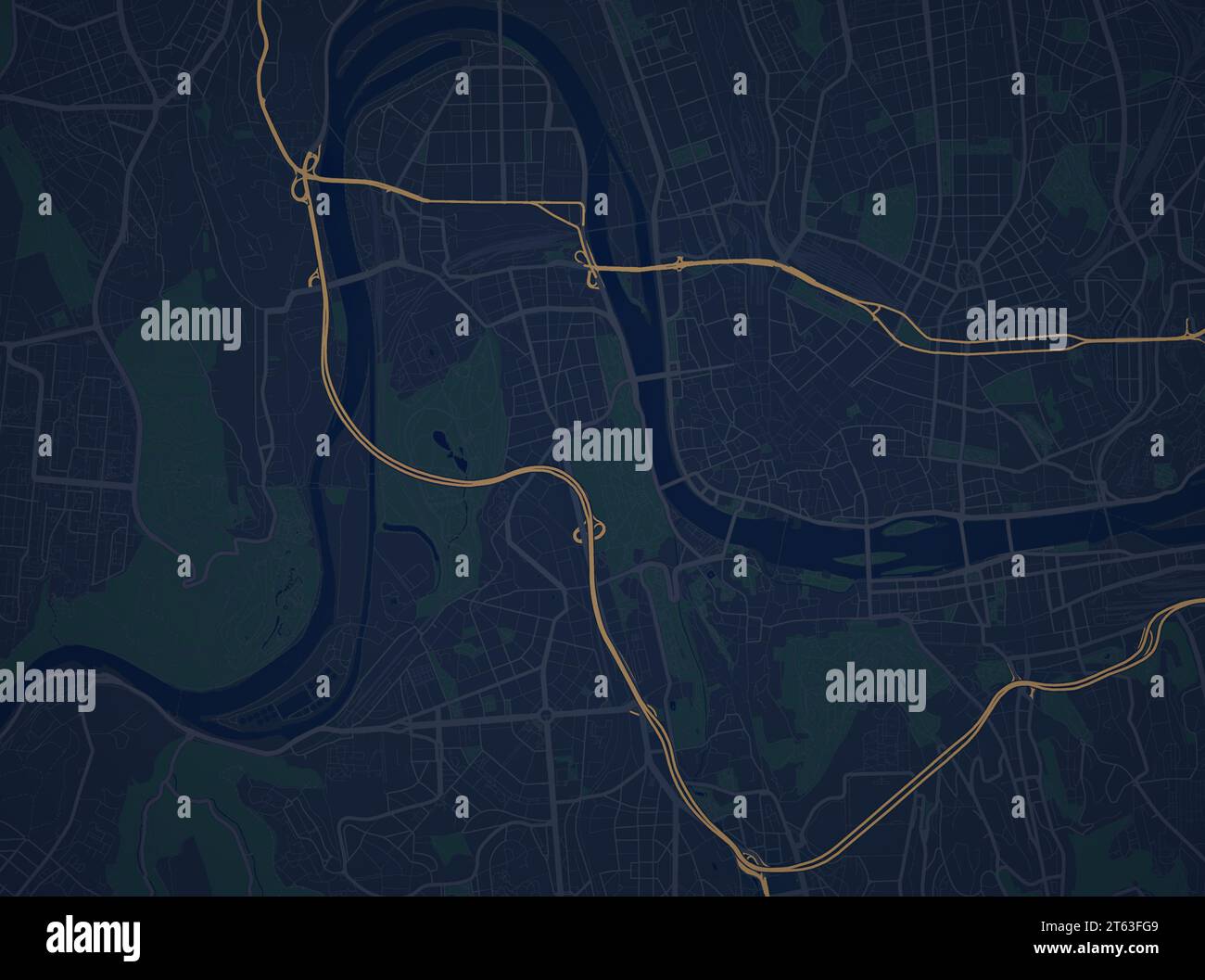Illustrative map of a fictional city in dark tones. Abstract city map ...