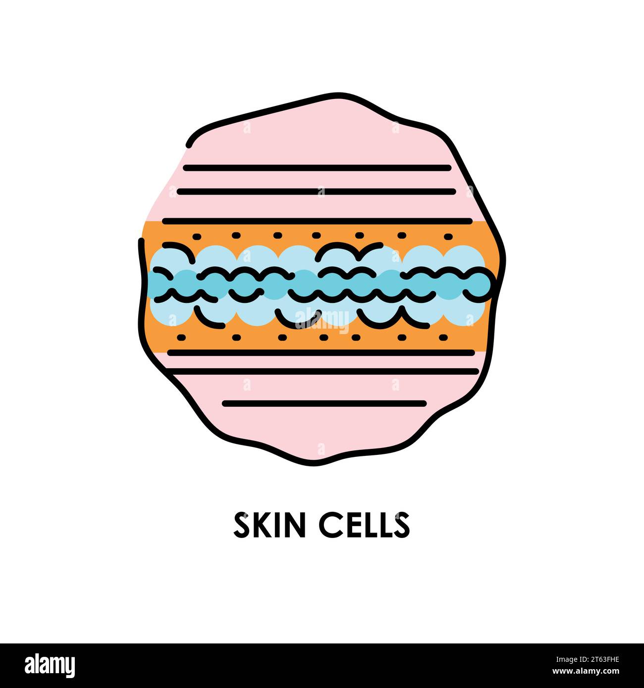 Skin cells color line icon. Microorganisms microbes, bacteria. Vector isolated element. Editable ...