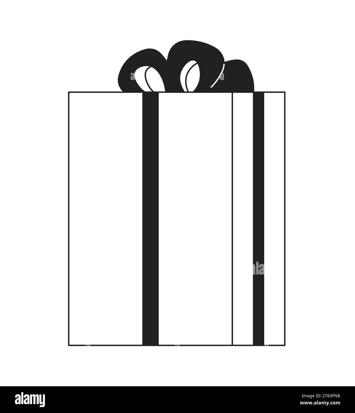 Merry Christmas present box black and white 2D cartoon object Stock ...