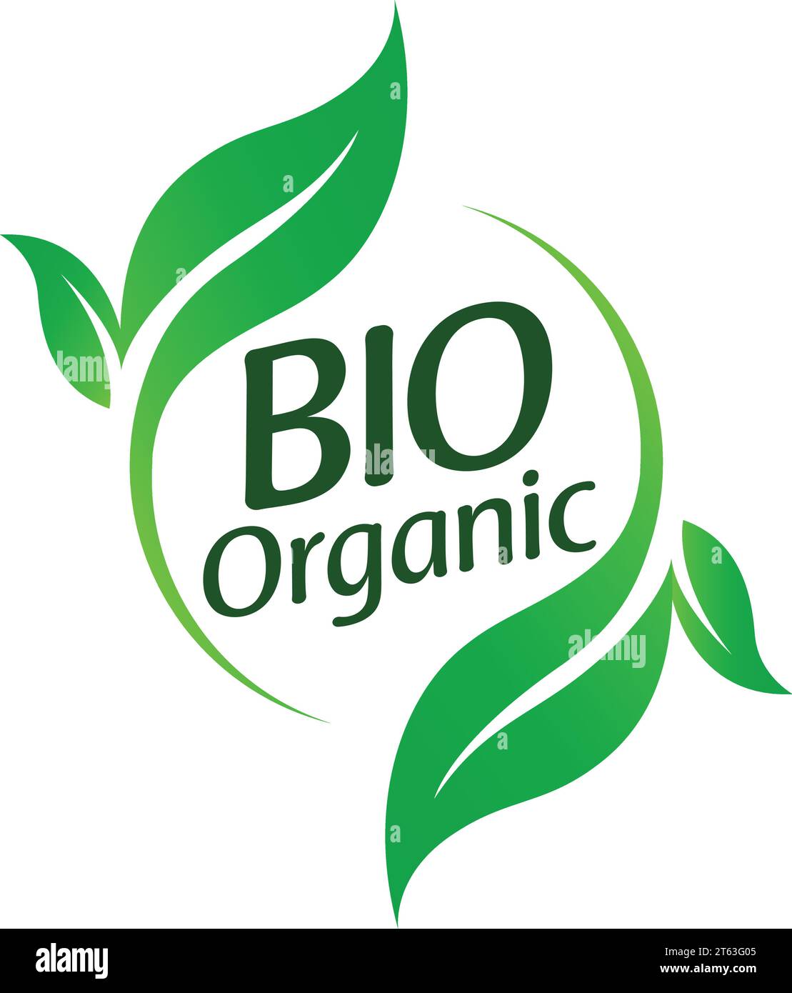 bio organic logo symbol in green leaf circle motif label vector isolated on white background ...