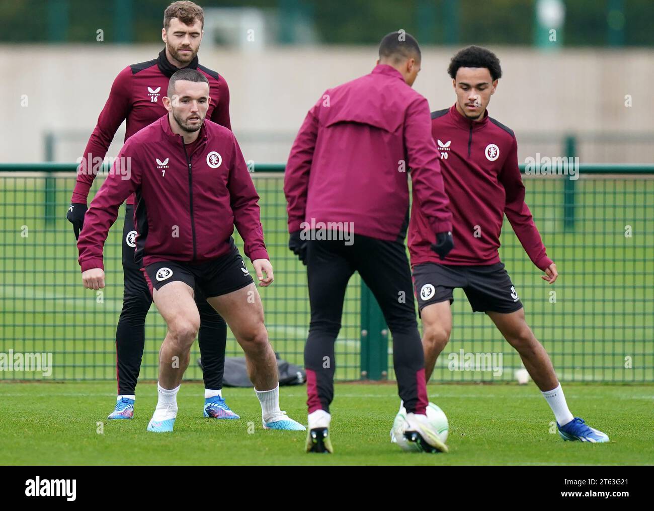 Aston Villa's John McGinn (left) during a training session at the ...