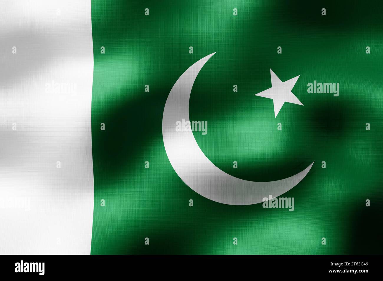 Pakistan - textile flag - 3d illustration Stock Photo - Alamy