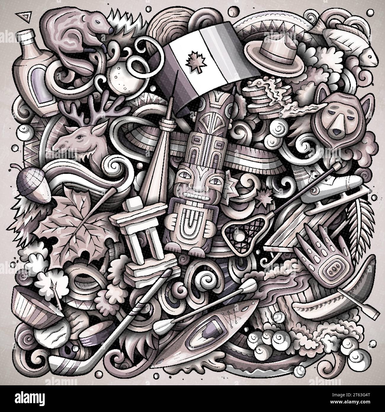 Canada cartoon doodle illustration. Funny Canadian design. Creative ...