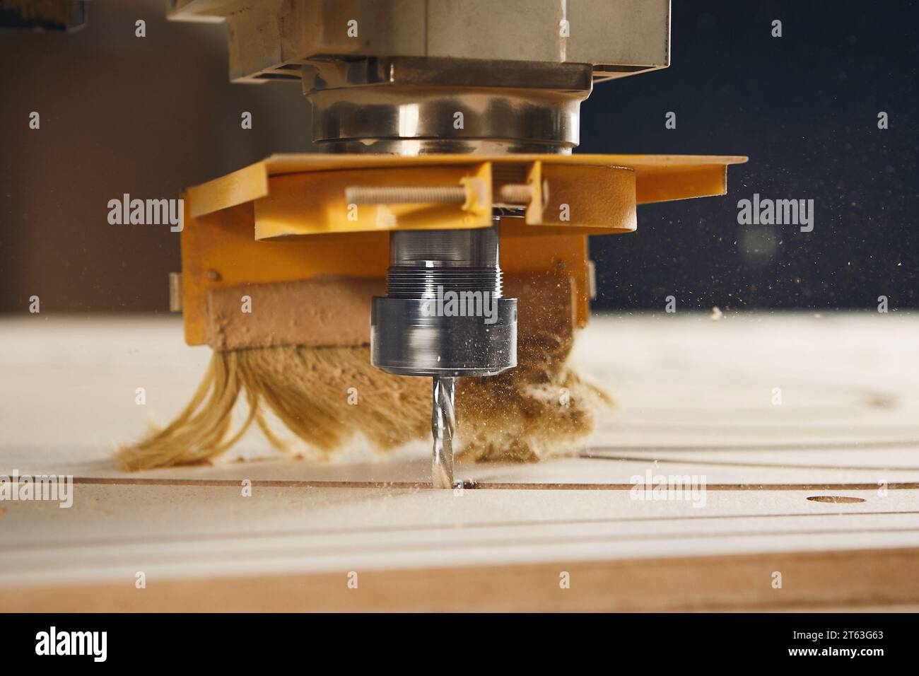CNC router machine creates a layout of the shelf complex Stock Photo ...