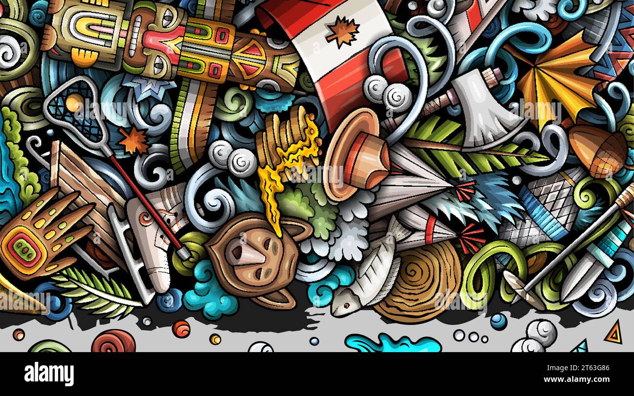 Cartoon vector doodle Canada banner design templates. Funny Canadian ...