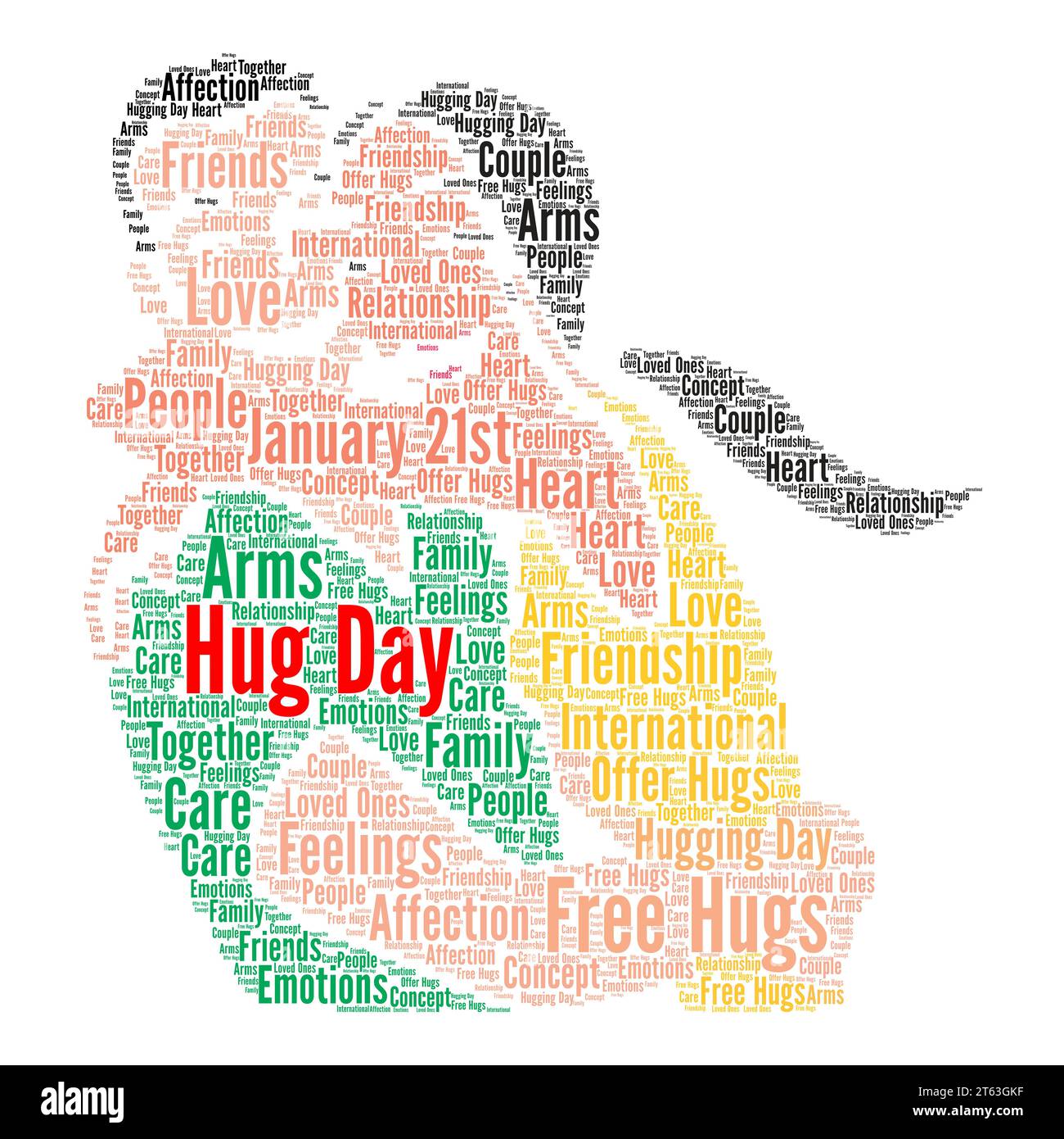 Hug day january 21st word cloud illustration Stock Photo - Alamy