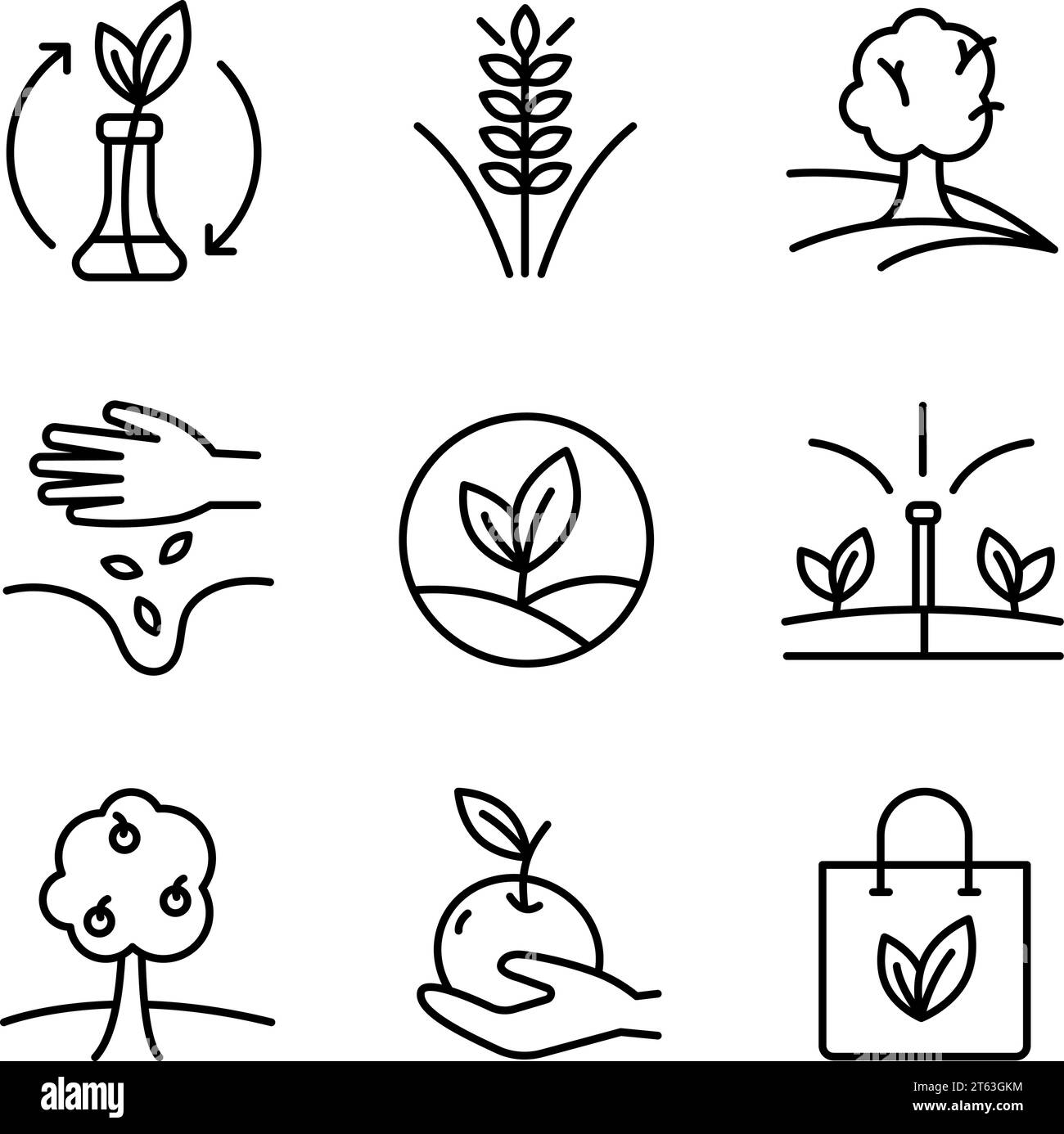 Farmer icons set. Outline set of farmer vector icons for web design ...