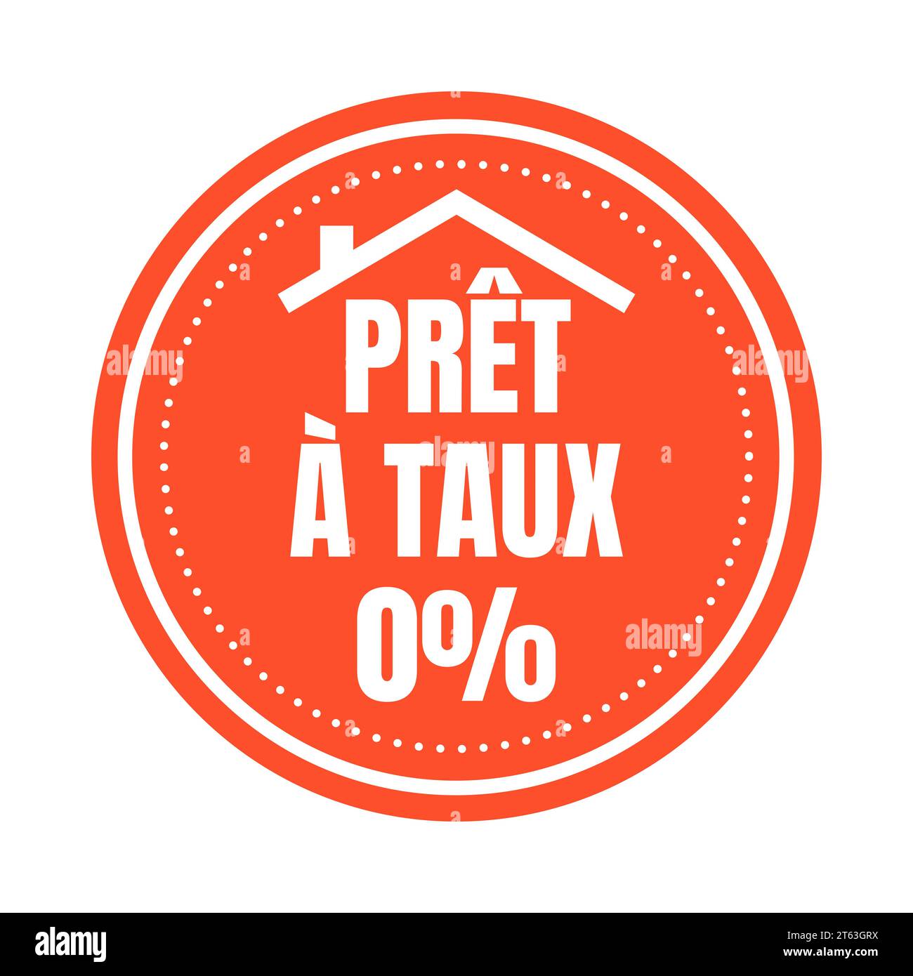 Zero rate loan symbol icon called pret a taux zero in French language ...
