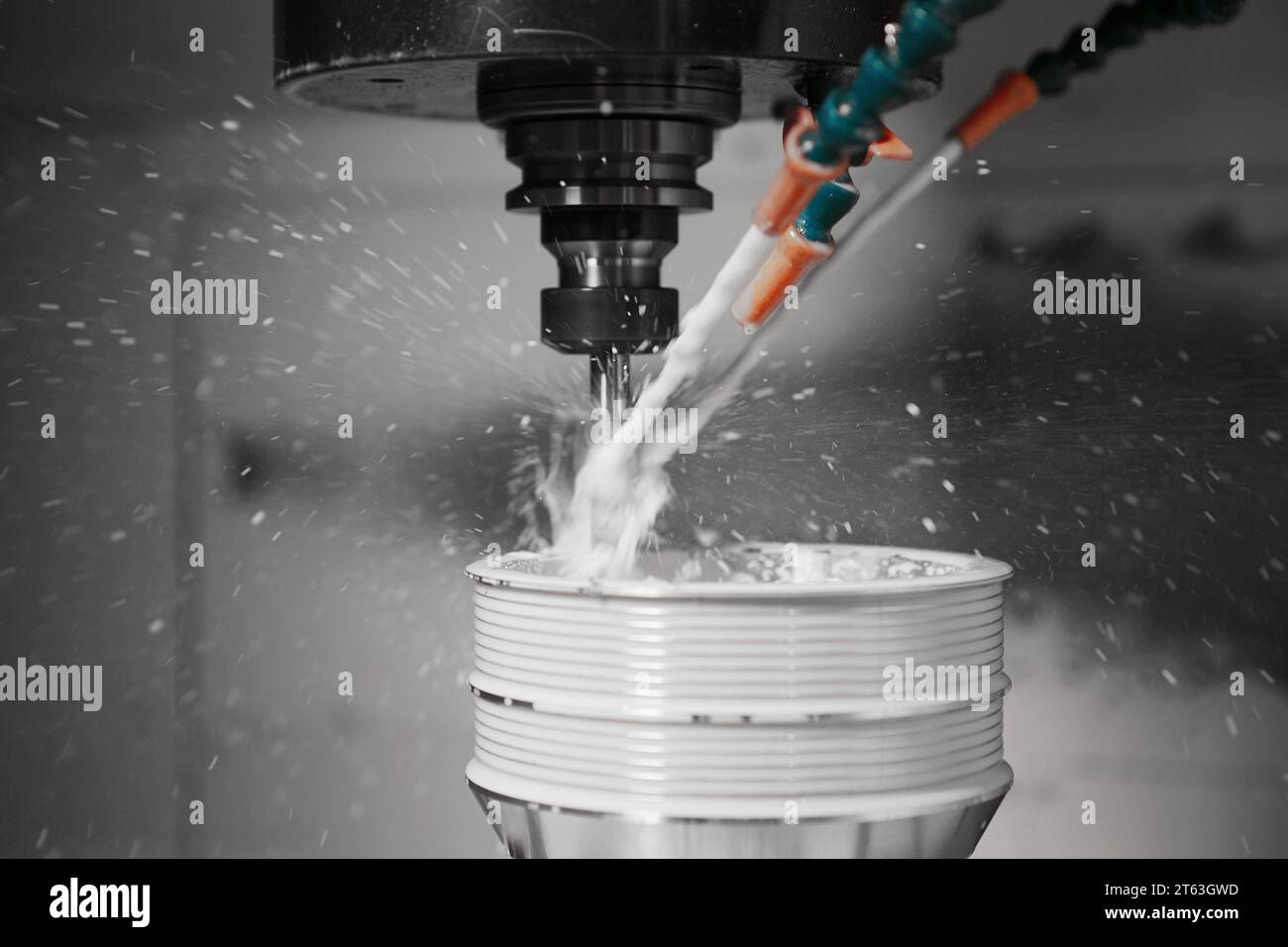 Auto CNC turning with robot drill milling factory with water coolant ...