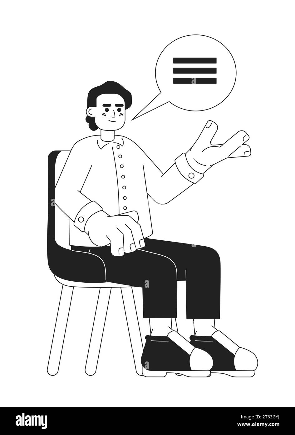 South Asian Job Candidate Man Speaking Answering Black And White 2d
