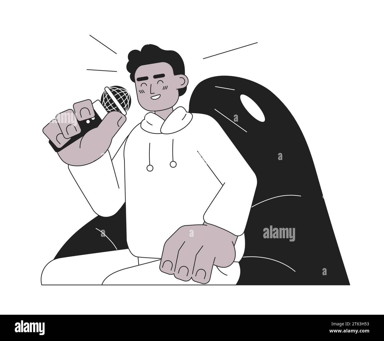 African american male talk show host black and white 2D cartoon ...