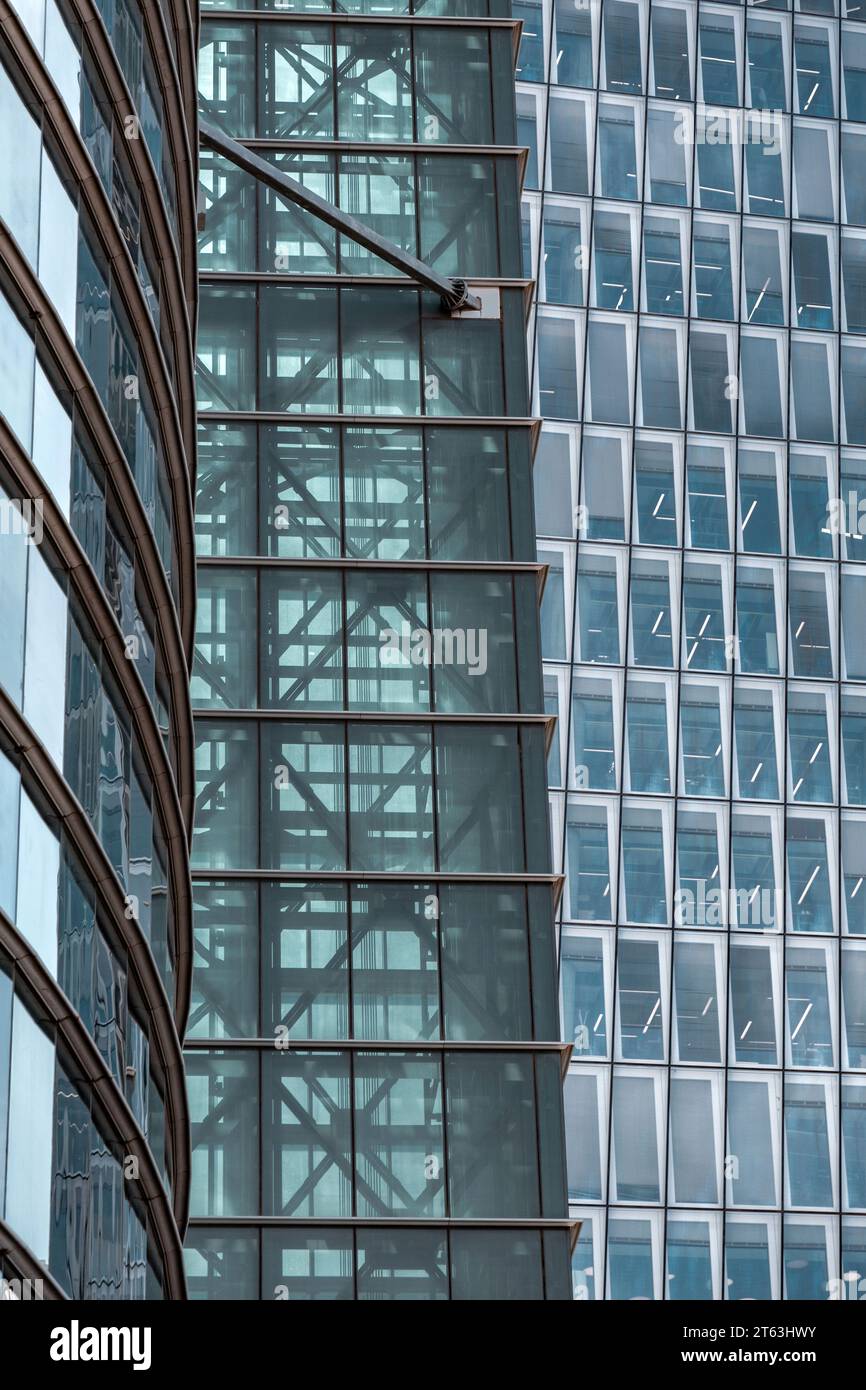 Building facade detail pattern with layers of windows, modern urban ...