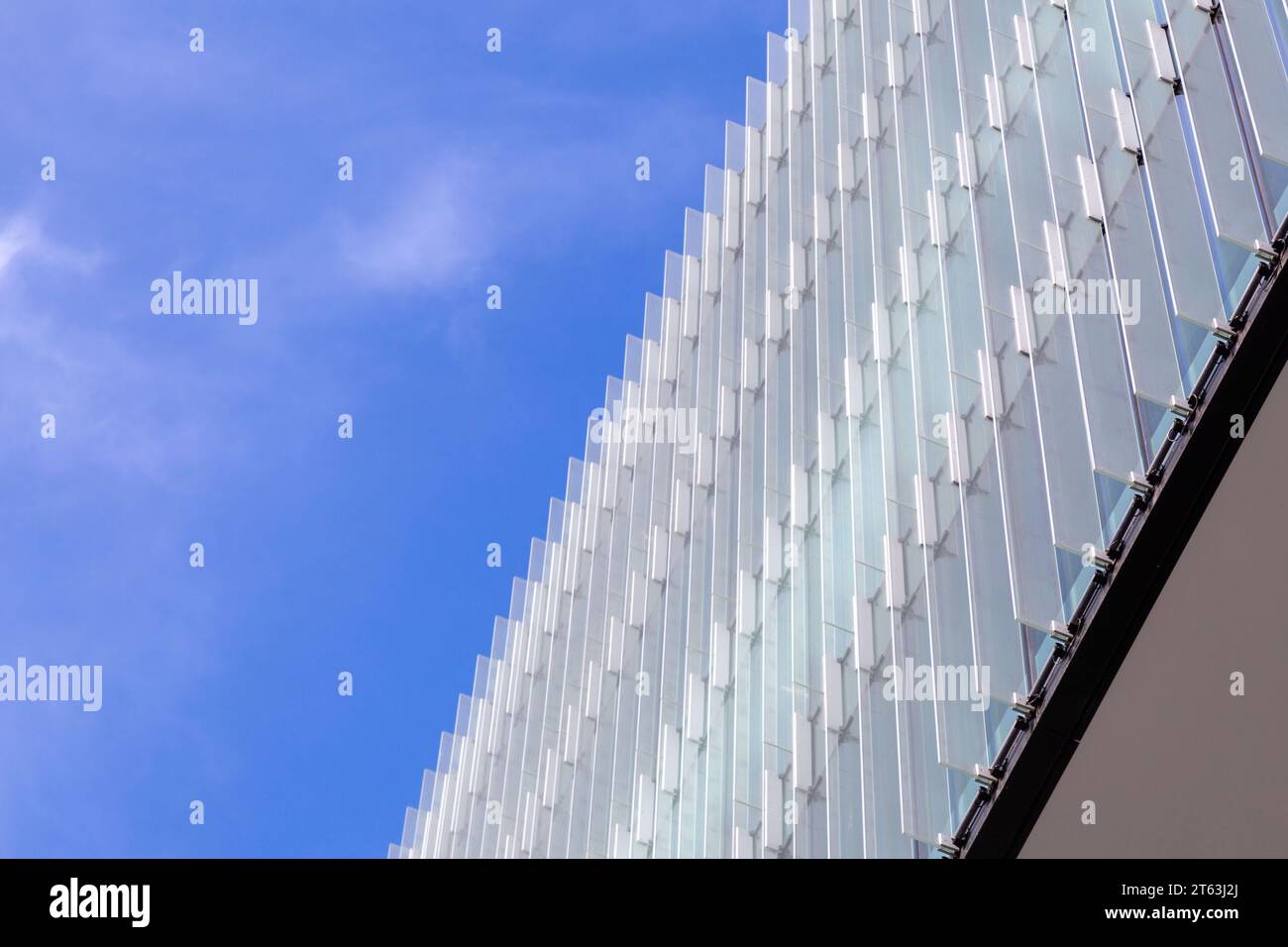 Building facade detail pattern with transparent windows shades, modern ...