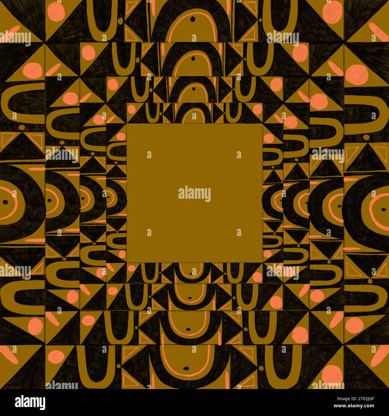 Illustration of square shape with black and orange color seamless and ...