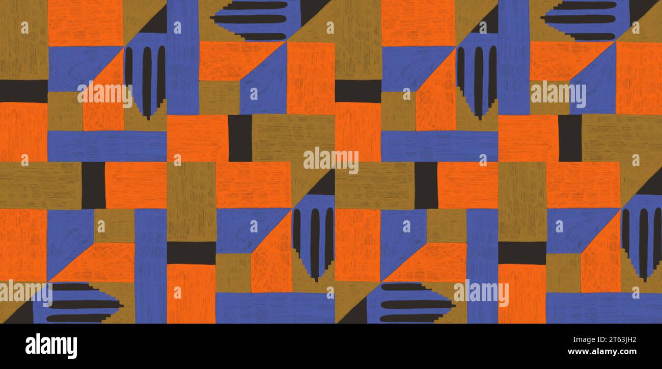 Full frame illustrative seamless image of neo primitive drawing Stock ...