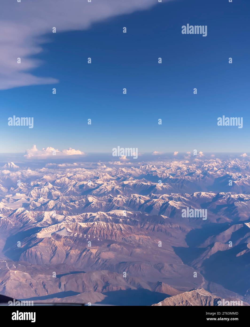 An aerial view of the barren mountains of the Zanskar range of inner ...
