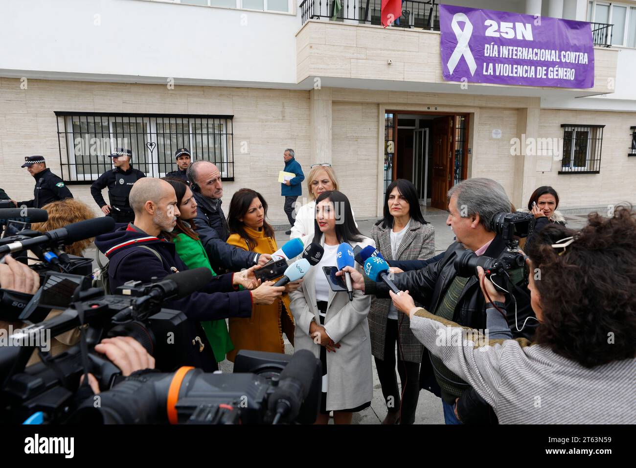 The mayor of Armilla, Dolores Cañavate Jiménez attends the media before ...