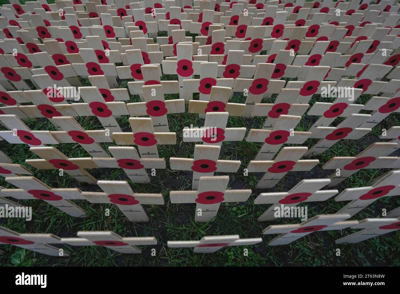 Poppy crosses are seen at the 'Field of Remembrance' at the Westminster ...
